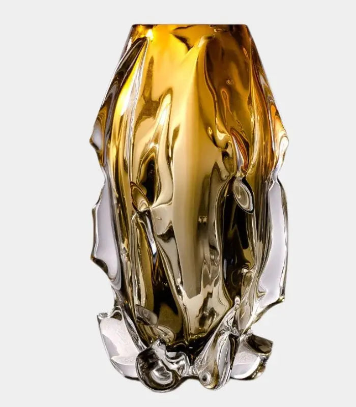 Solstice Amber Flow Crystal Art Glass Vase