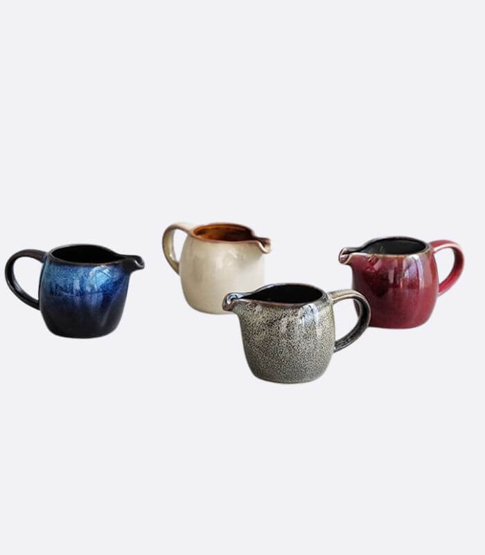 Set 2 PCS Handcrafted Ceramic Gravy Boat Pitcher - 80ml, Multiple Colo