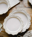 French Baroque Dinner Plates Ceramic Embossed Dinner Tableware